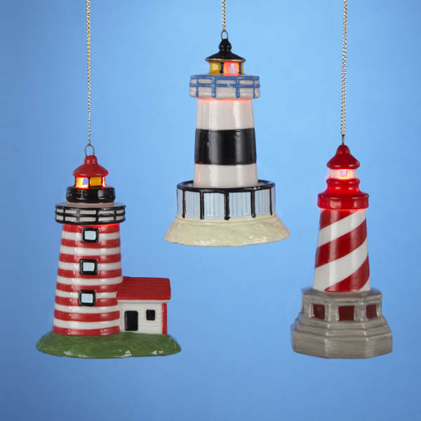 Lighthouse With Led Light Orn 3a - Item 101936 | The Christmas Mouse